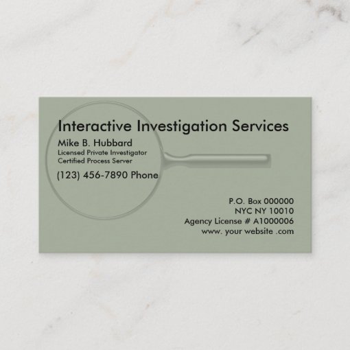 Private Investigator Process Server Business Card | Zazzle