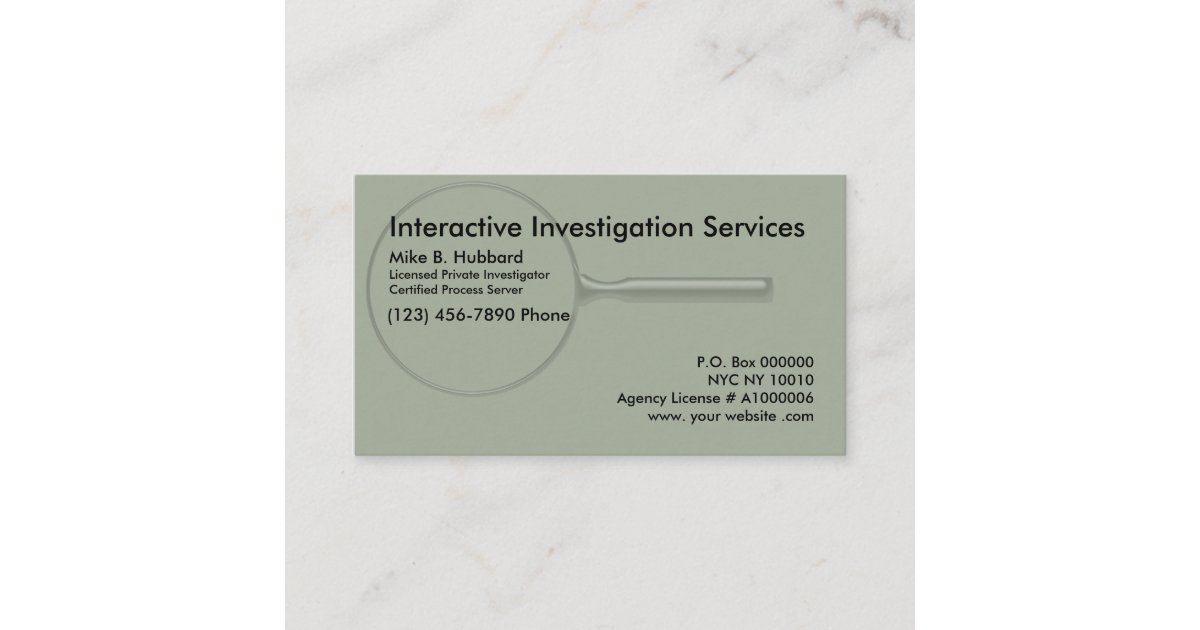Private Investigator Process Server Business Card | Zazzle