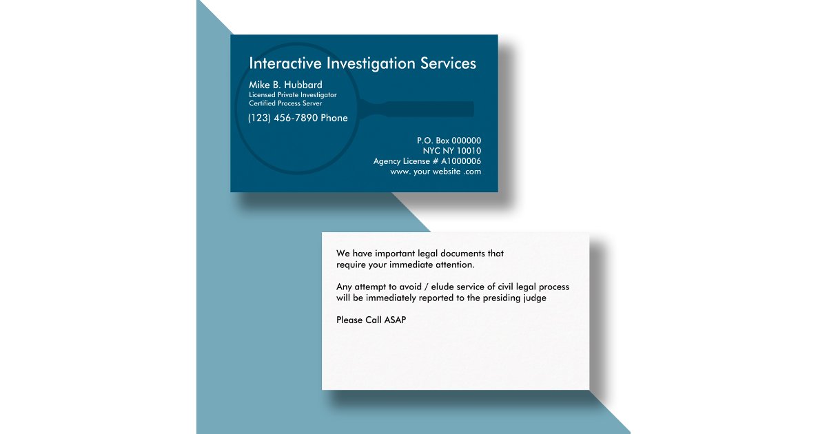Private Investigator Process Server Business Cards | Zazzle