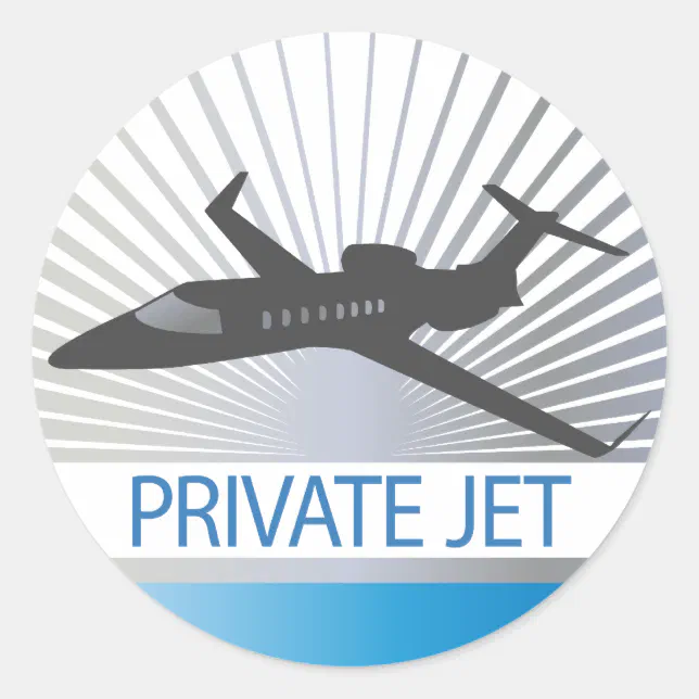 Private Jet Aircraft Classic Round Sticker | Zazzle