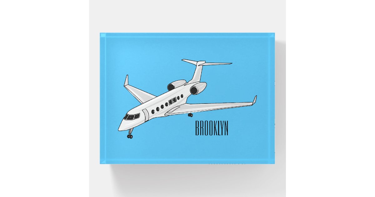 Private jet cartoon illustration paperweight | Zazzle