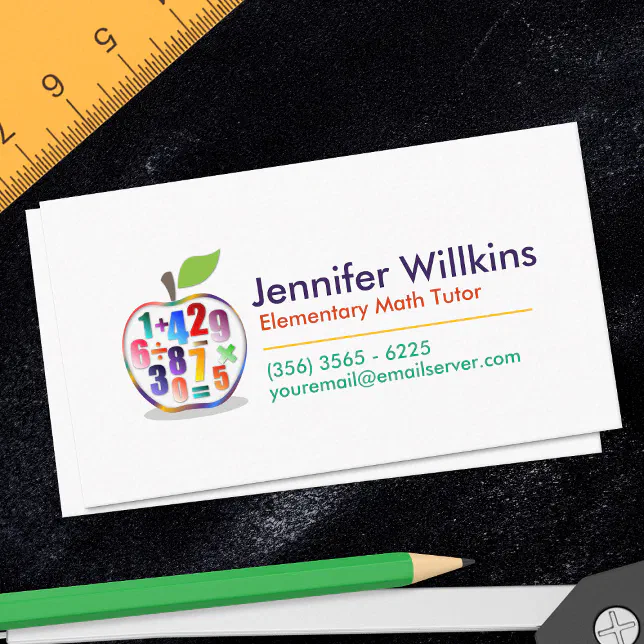 Private Math Tutor - Early grades, elementary Busi Business Card | Zazzle