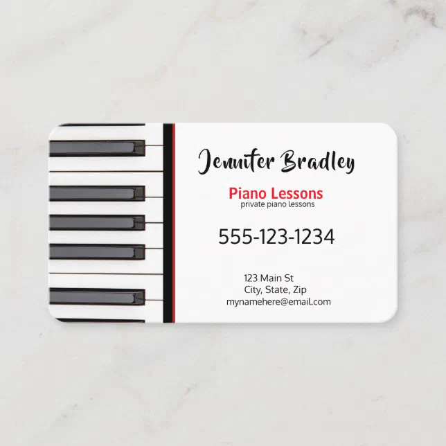 Private Piano Teacher Business Cards | Zazzle