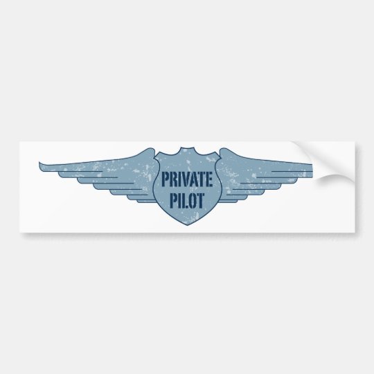 Private Pilot Blue Wings Bumper Sticker | Zazzle.com