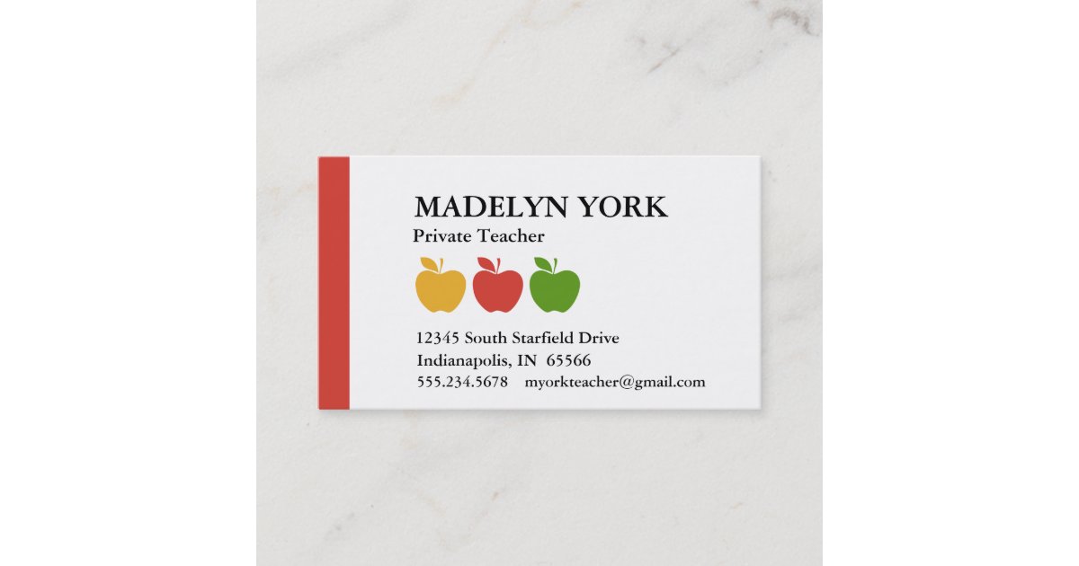 Private Teacher Tutor Appointment Card | Zazzle