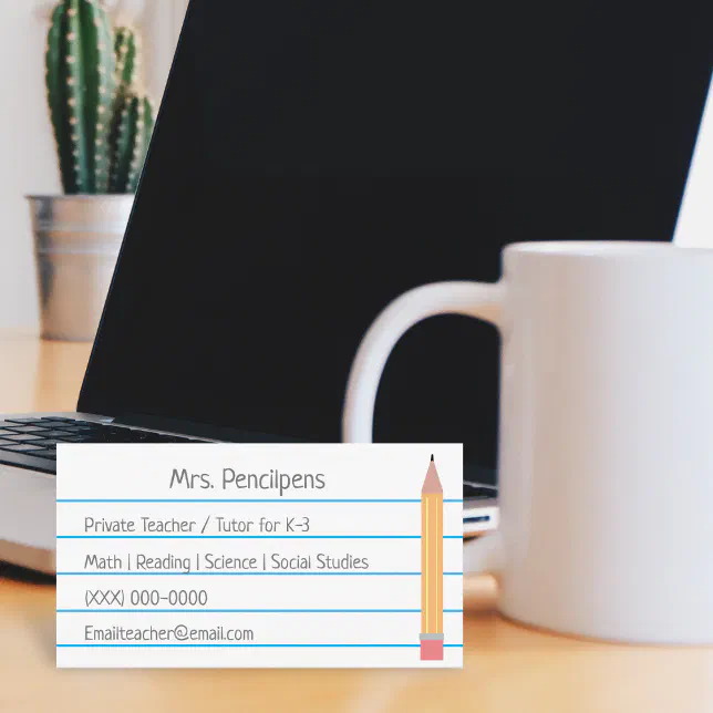 Private Teacher Tutor Personalized Flashcard Business Card | Zazzle