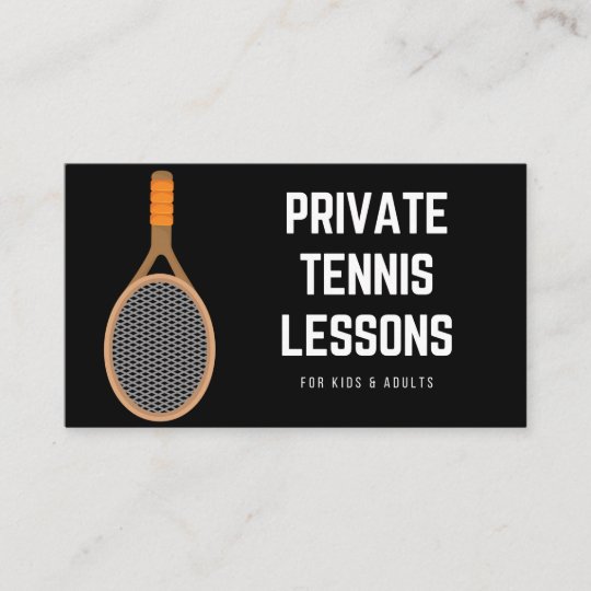Private Tennis Lessons Stylish Black Sport Coach Business Card | Zazzle.com