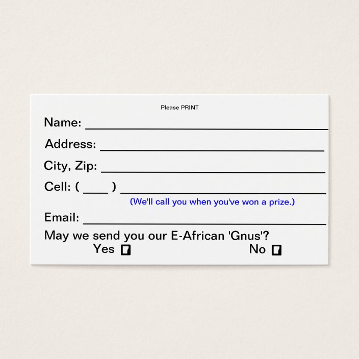Prize Drawing Entry Cards (Consumer Shows) | Zazzle