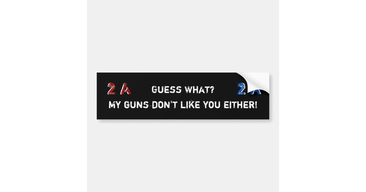 Pro 2nd Amendment My Guns Don't Like You Either 2A Bumper Sticker | Zazzle