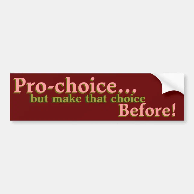 Pro-choice...but make that choice before! bumper sticker | Zazzle
