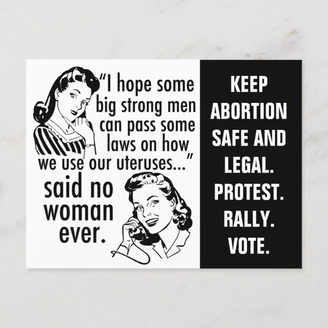 Pro Choice Quote Political Cartoon Feminist Humor Postcard | Zazzle