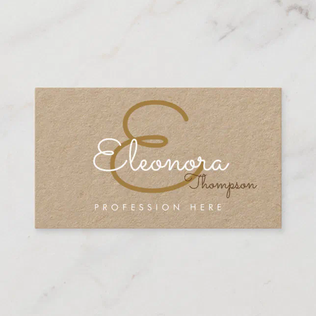 pro contact-card / original monogram on kraft business card | Zazzle