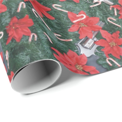 Pro Gun Christmas Poinsettias Wrapping Paper | Zazzle