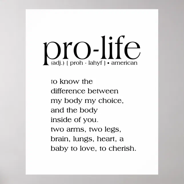 Pro-Life Definition Wall Art | Zazzle