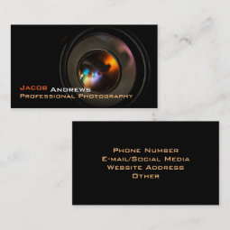 Pro Photography (Camera Lens) Business Card | Zazzle