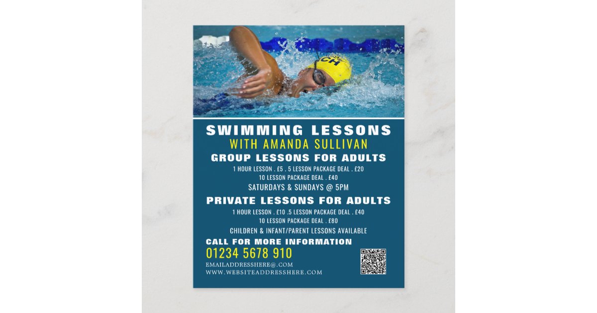 Pro Swimmer, Swimming Lesson Advertising Flyer | Zazzle