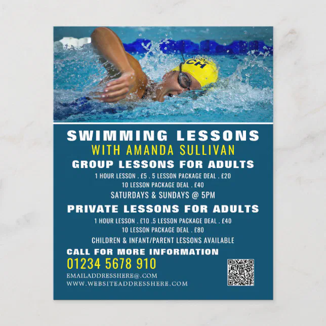 Pro Swimmer, Swimming Lesson Advertising Flyer | Zazzle