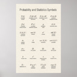 Probability and Statistics Symbols Poster | Zazzle