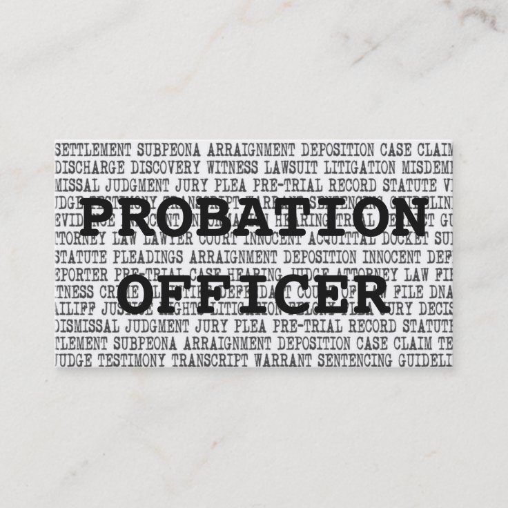 Probation Officer Legal Words Business Card | Zazzle