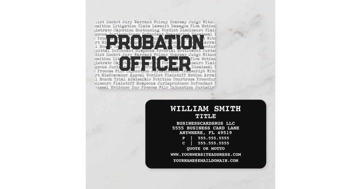 Probation Officer Legal Words Business Card | Zazzle