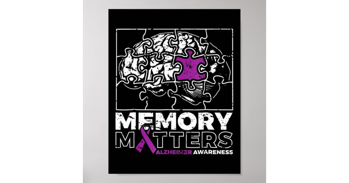 Problem Purple Ribbon Brain Puzzle Heimer Awarenes Poster | Zazzle