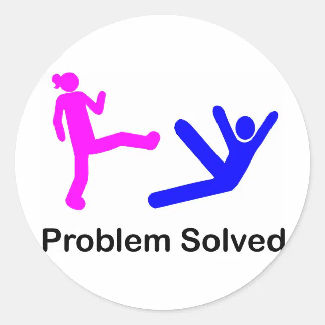 Problem Solved Classic Round Sticker | Zazzle