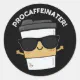 Procaffeinator Funny Caffeine Coffee Pun Dark BG Classic Round Sticker ...