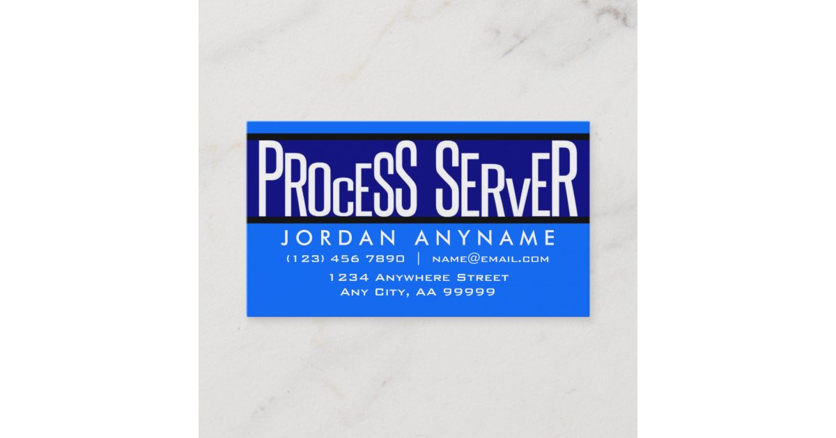 Process Server Funky Text Blue Business Card | Zazzle
