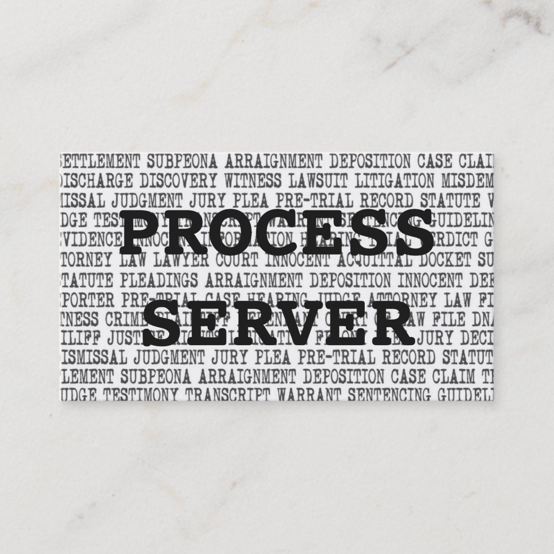 Process Server Legal Words Business Card | Zazzle