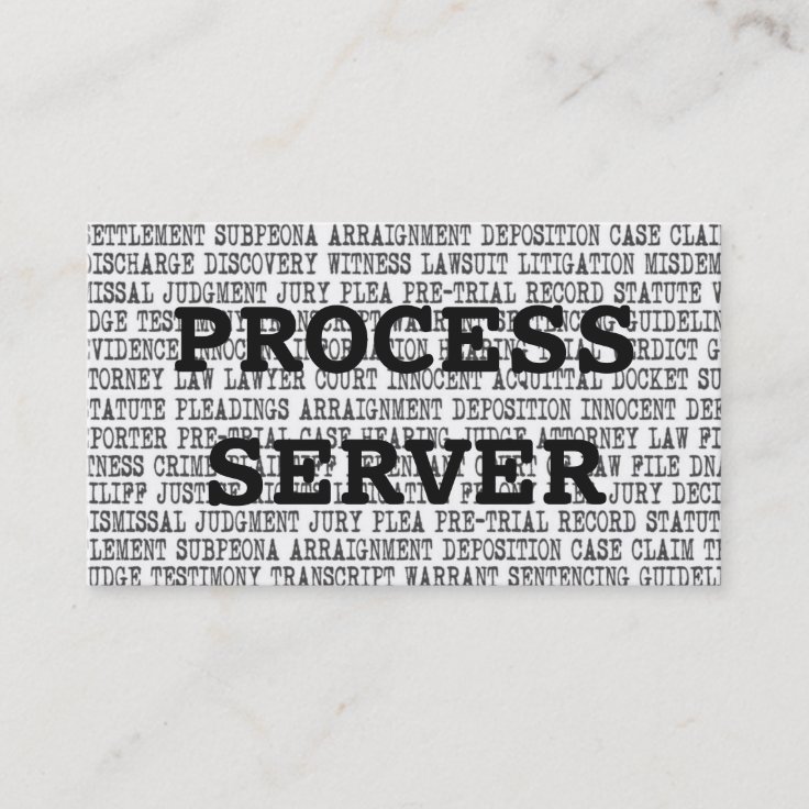 Process Server Legal Words Business Card | Zazzle