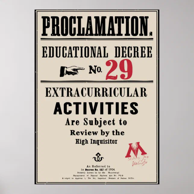 Proclamation Educational Decree No29 Poster | Zazzle