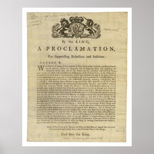 Proclamation for Suppressing Rebellion & Sedition Poster | Zazzle.com