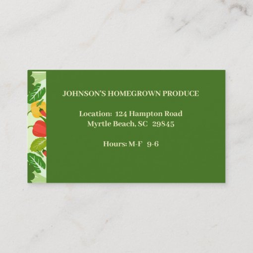 Produce Fruit and Vegetables Business Card | Zazzle