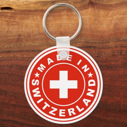 product country flag label made switzerland swiss keychain | Zazzle