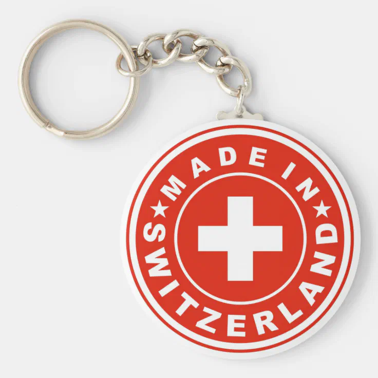 product country flag label made switzerland swiss keychain | Zazzle