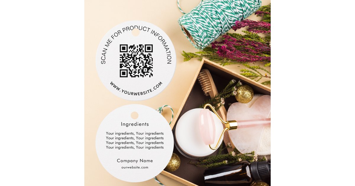 Product ingredient listing QR code business label | Zazzle