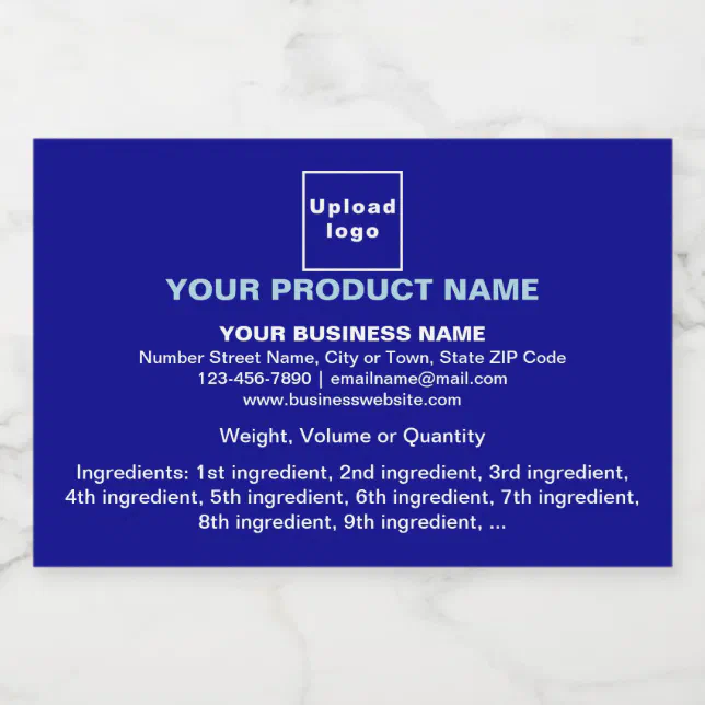 Product Minimal Information on Blue Rectangle Food Label | Zazzle