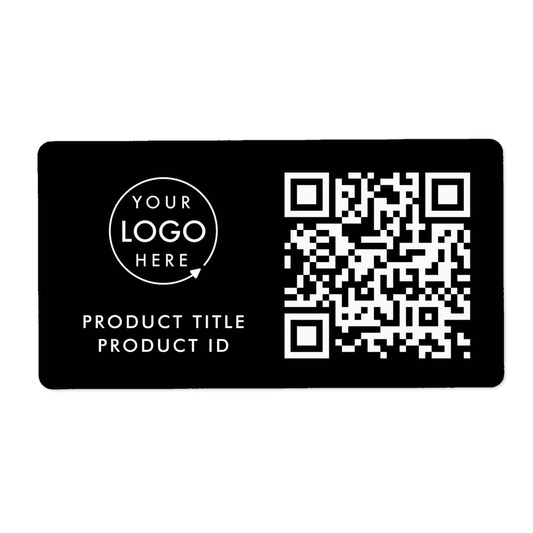 Product QR Code | Inventory ID Black Business Logo Label | Zazzle