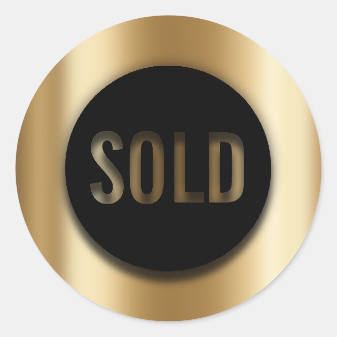 Product Sold Black Gold Luxury Real Estate Agent Classic Round Sticker ...
