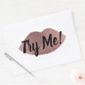 Product Tester Sample Try Me Rose Gold Lips Oval Sticker | Zazzle