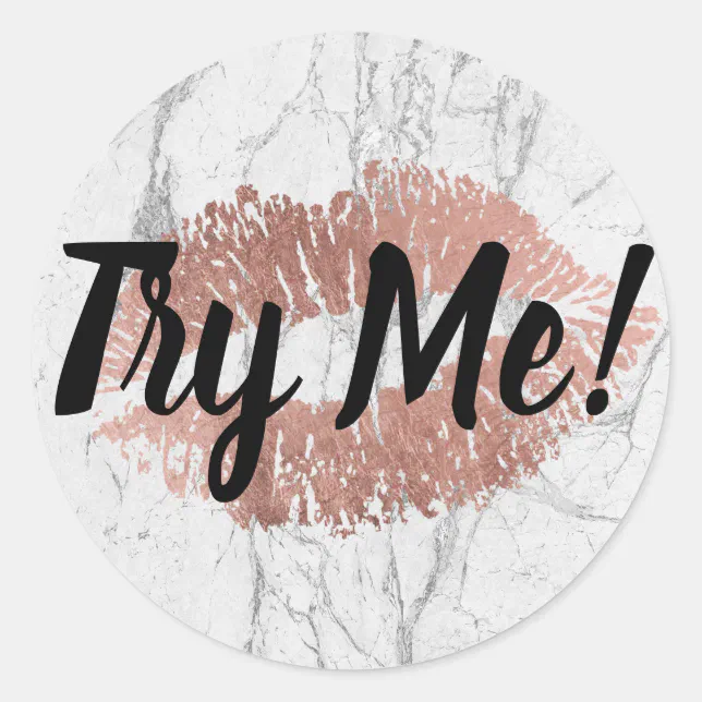 Product Tester Try Me Rose Gold Lips Modern Marble Classic Round ...