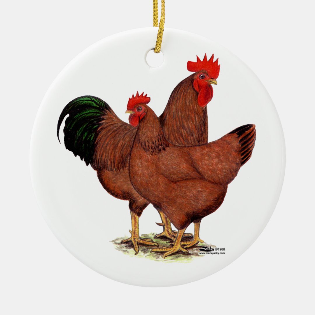 Production Red Chickens Ceramic Ornament | Zazzle