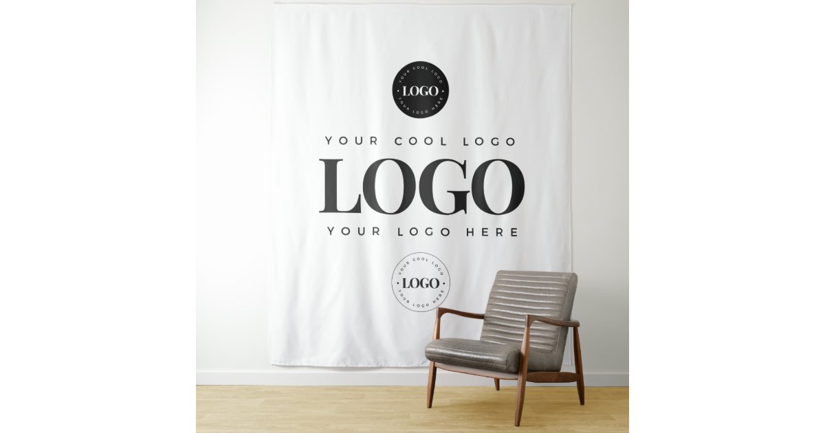 Professional 3 Logo Company Business Backdrop | Zazzle