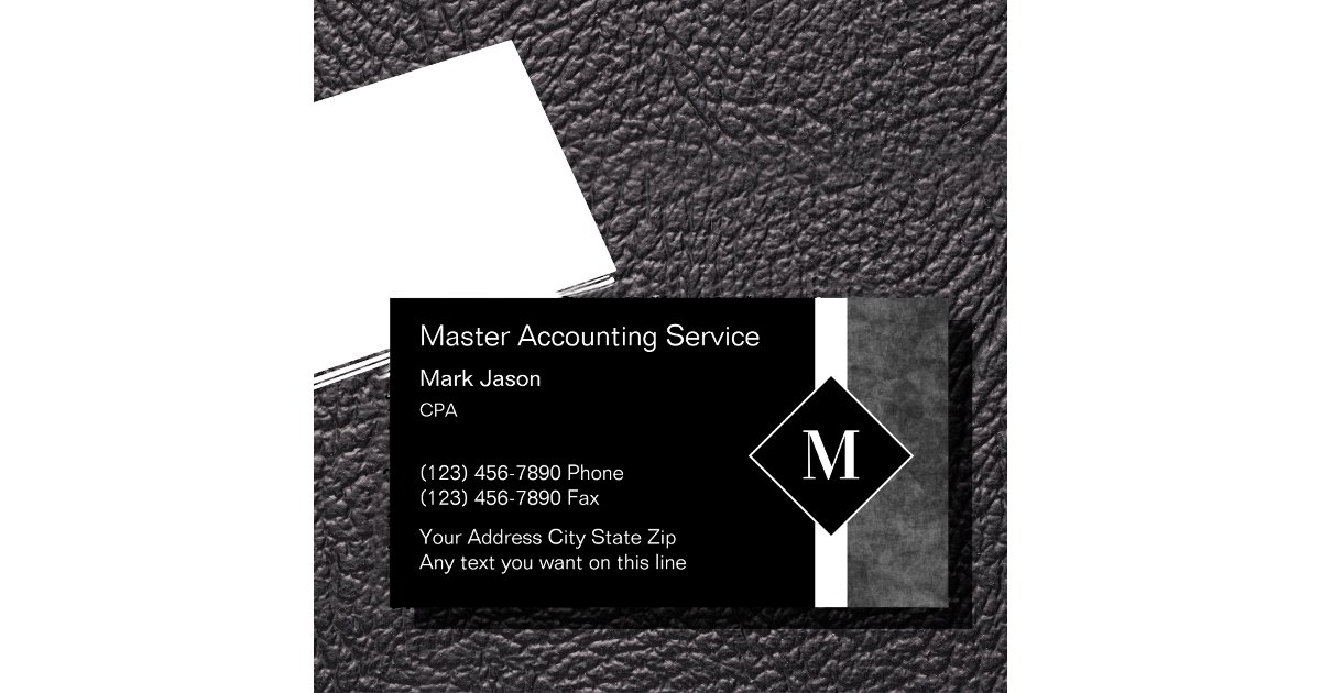 Professional Accountant Monogram Business Cards | Zazzle