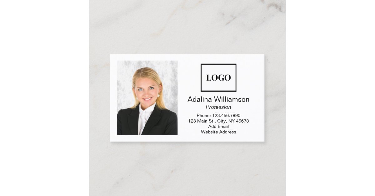 Professional Add Logo and Photo Business Card | Zazzle