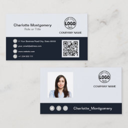Professional add your Logo QR Code Photo Custom Bu Business Card | Zazzle