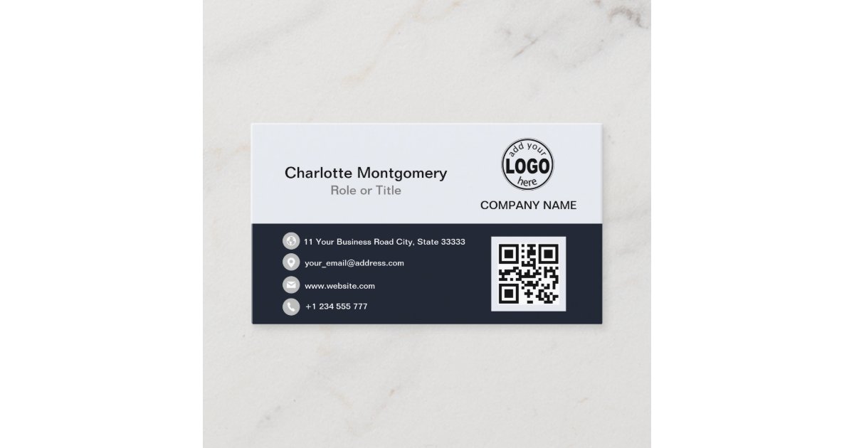 Professional add your Logo QR Code Photo Custom Bu Business Card | Zazzle