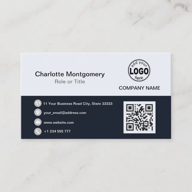Professional add your Logo QR Code Photo Custom Bu Business Card | Zazzle