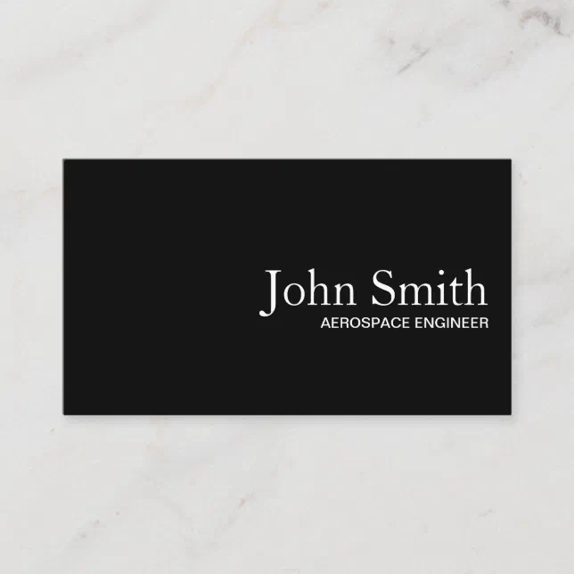 Professional Aerospace Engineer Plain Black Business Card | Zazzle