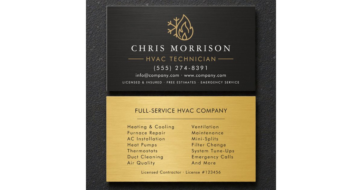 Professional Air Conditioning Cooling HVAC Business Card | Zazzle